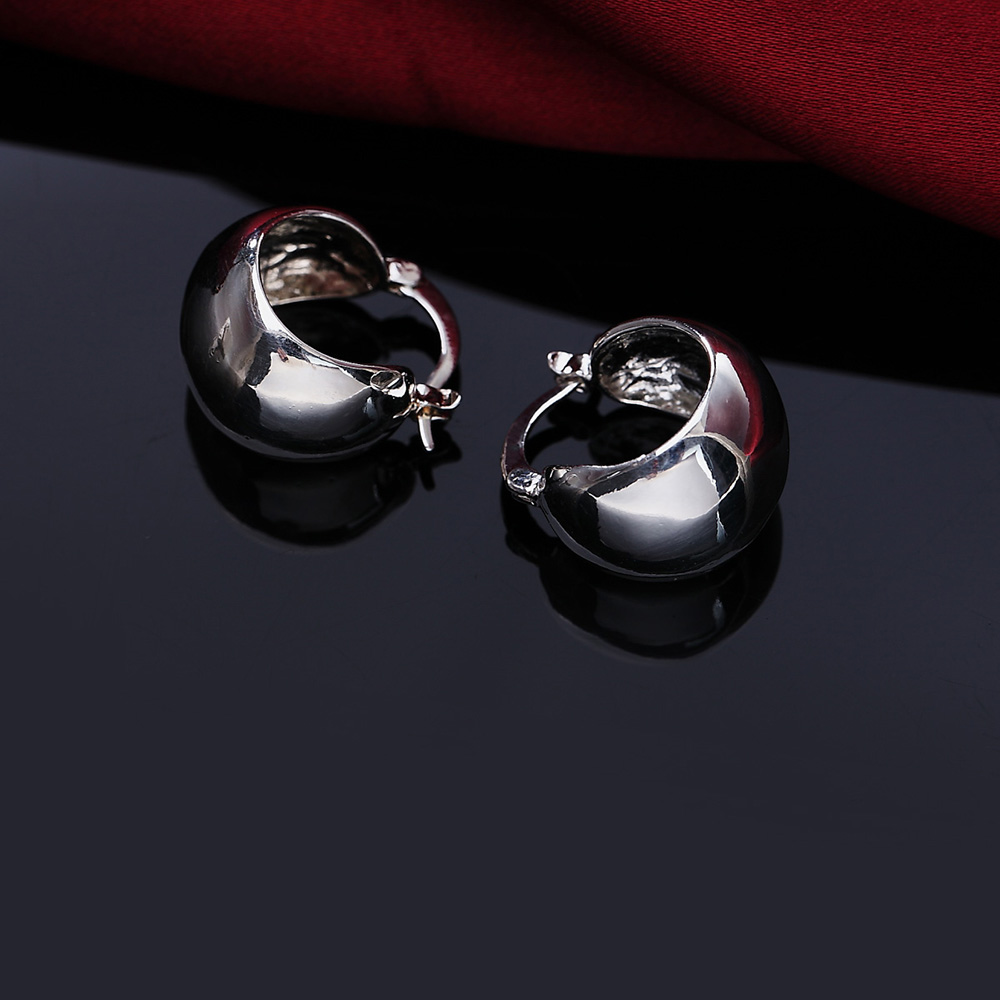 New charm 925 Stamp Silver color Earring Fashion Smooth round Earrings ...