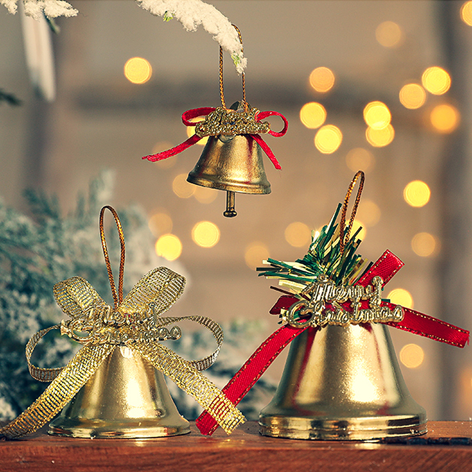 La couleur verte Cloches Dorées en Fer Forgé, Décorations de Sapin de ...
