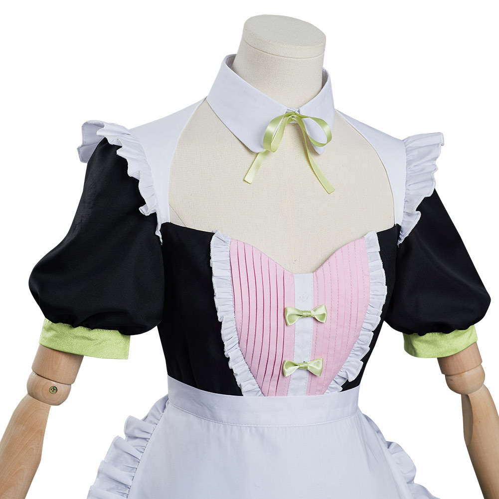 Anime Demon Slayer Kanroji Mitsuri Cat Ear Maid Lolita Cosplay Costume ...