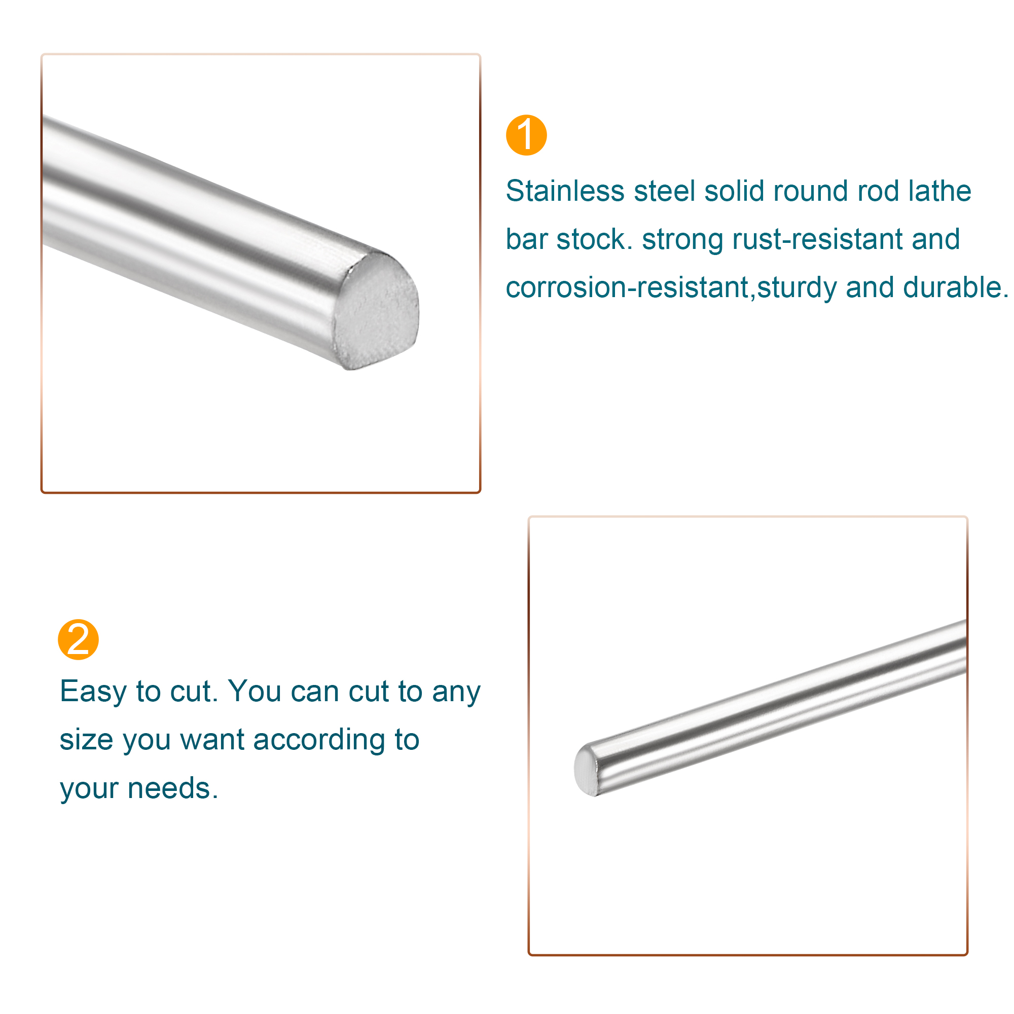 Stainless Steel 2pcs uxcell 2mm x 150mm 304 Stainless Steel Solid Round ...