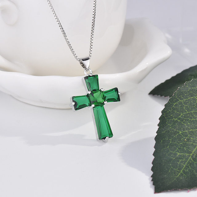 Mens emerald cross necklace store