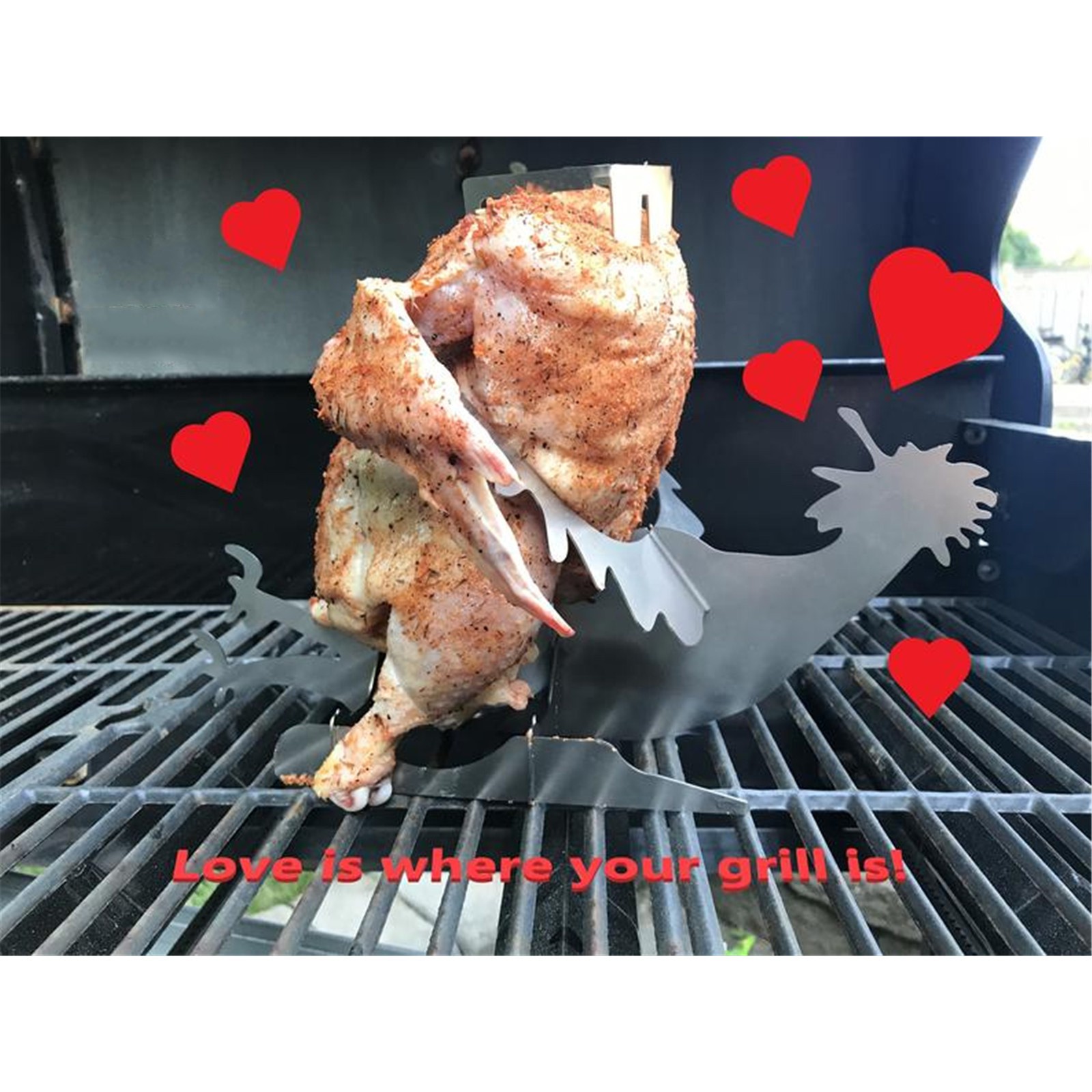 BBQ Chicken Roaster Rack BBQ Rack Motorbike Barbecue Stand Stainless ...