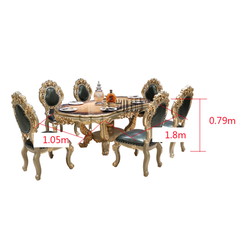 European-style luxury wood carved long dining table, restaurant high ...