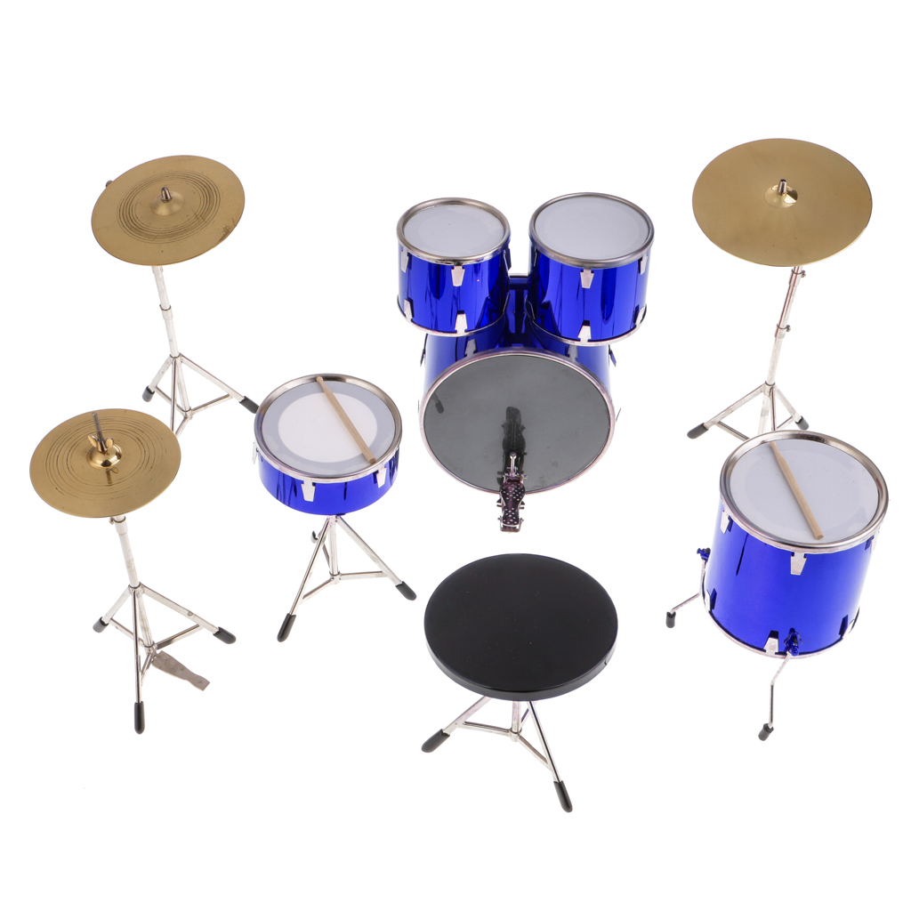 Generic 1:6 Scale Miniature Drum Set 7pcs Complete Drum Kit Musical ...