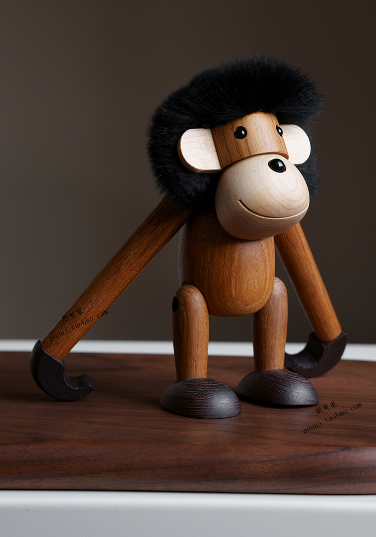 Nordic Creative Wood wall hanging shelf layout Monkey Doll Cute Home ...