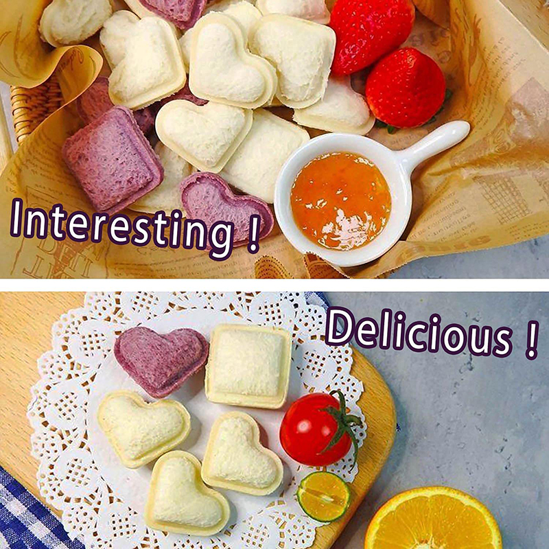 Bento Box Sandwich Cutter And Sealer With 4 Heart 1 Square Shapes ...