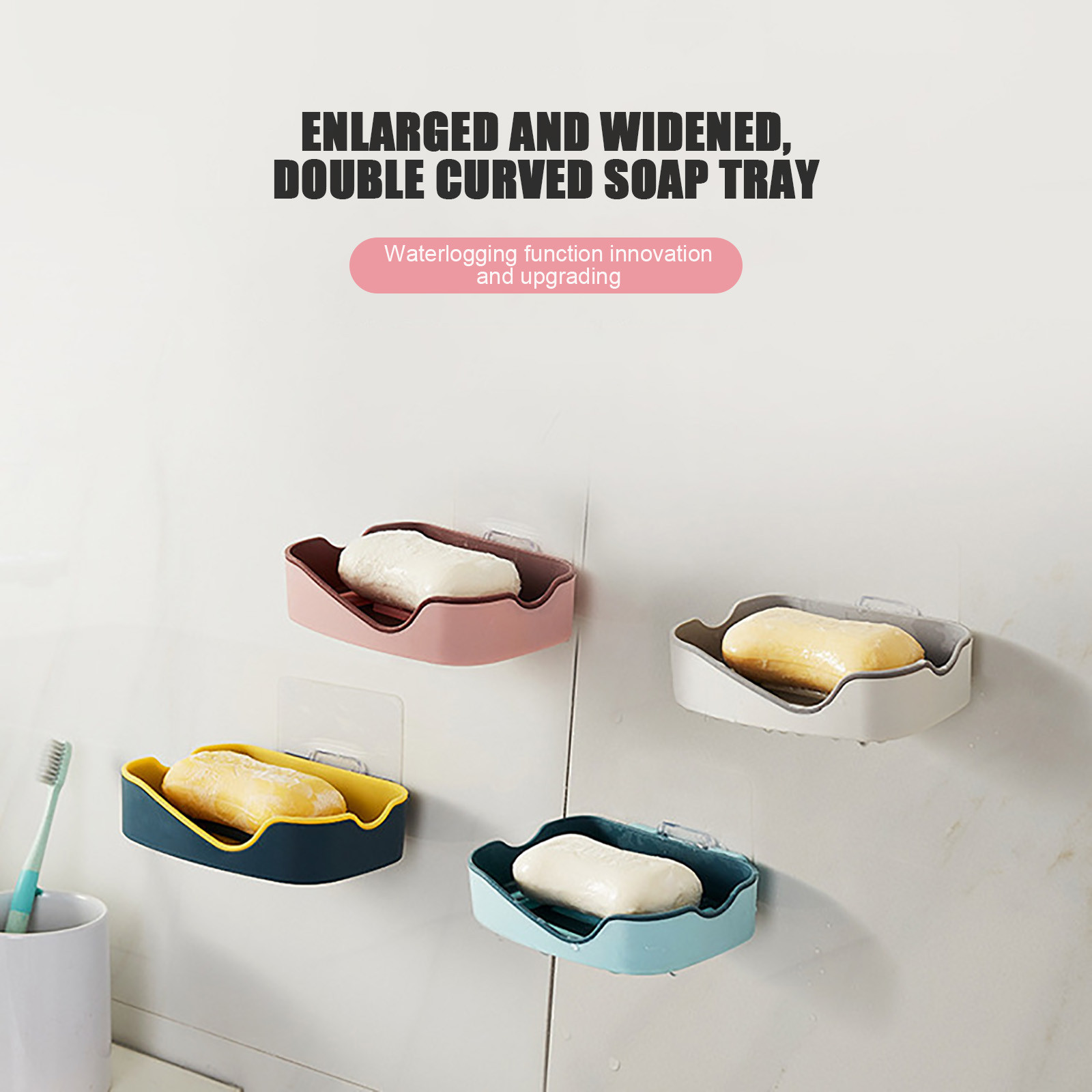 Porte-savon,Porte-savon mural à Double vidange, boîte de rangement pour ...