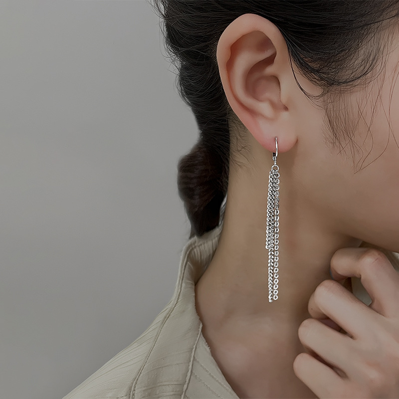 Серебряные асимметричные длинные серьги Ciaxy | AliExpress