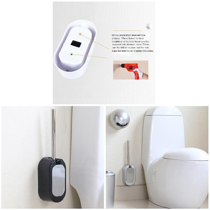 Brosses de Toilette,Porte-brosse de toilette mural avec poignée en acier inoxydable,pour salle ...