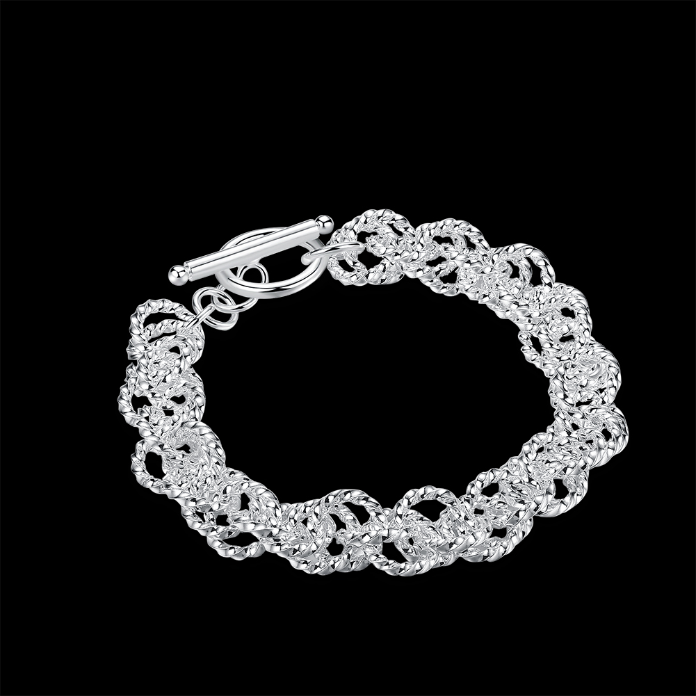 Factory outlets fashion 925 Stamp Silver color Bracelet for woman beautiful Shiny twisted circle ...