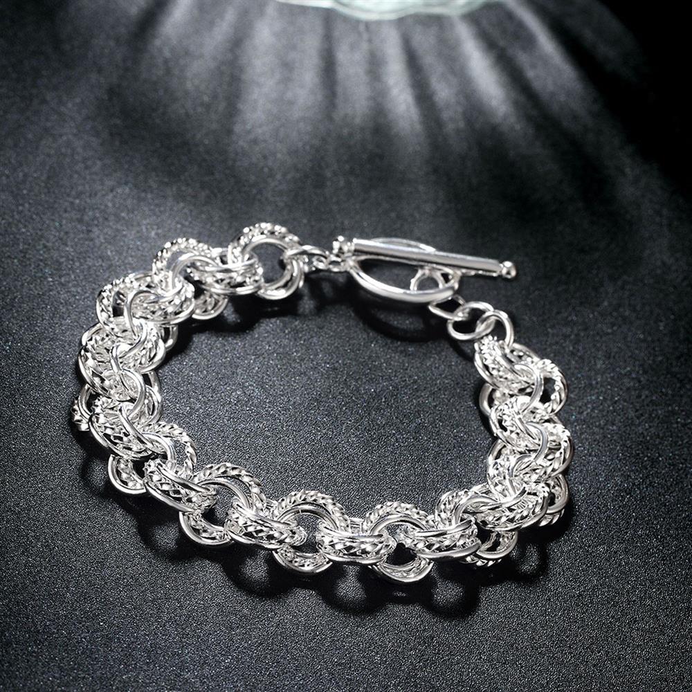 Hot 925 Stamp Silver color Bracelets for women man fine circle chain ...