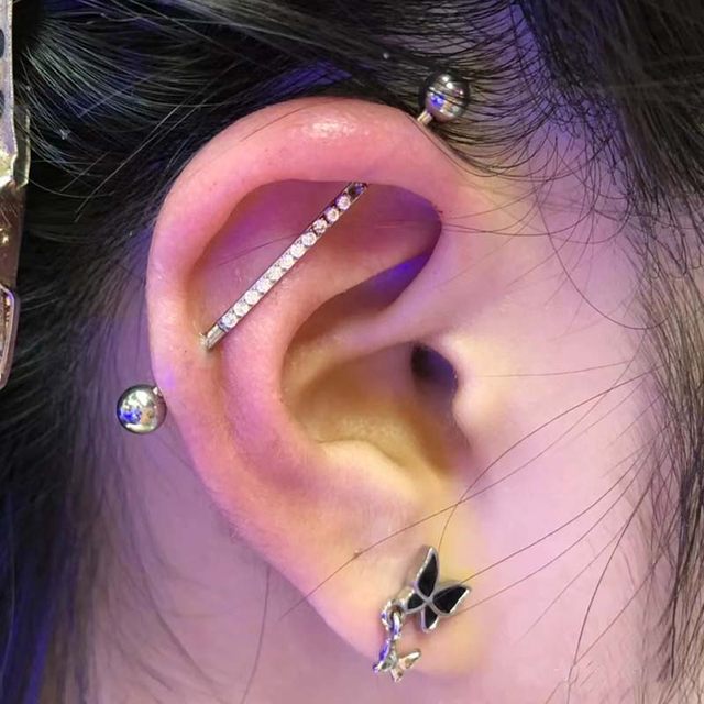 Black industrial bar piercing store