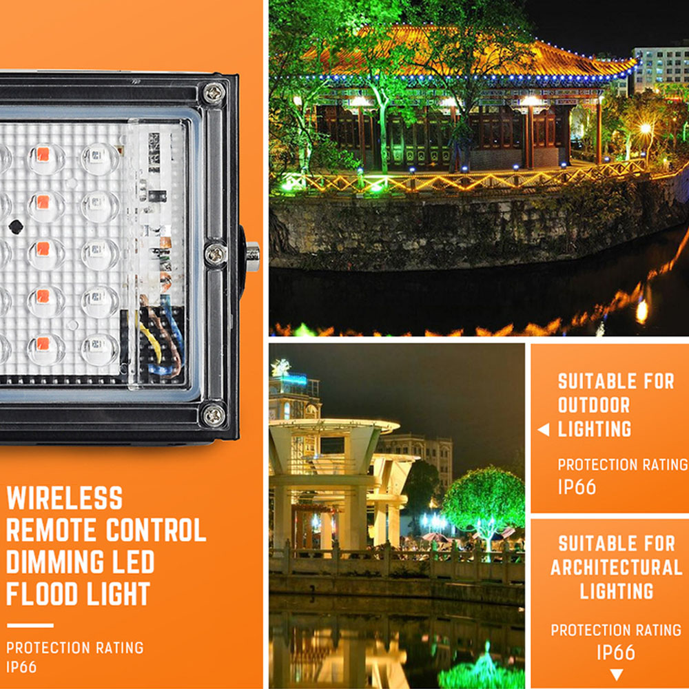 50W 100W RGB LED FloodLight Outdoor Color Changing Spotlight Lamp IP65 ...