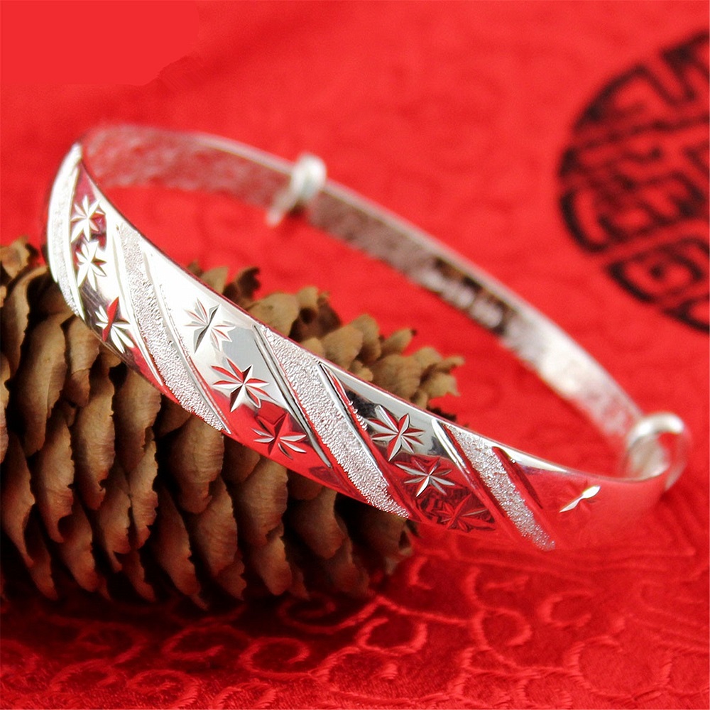 Hot Original 925 Stamp Silver color Snowflake star Bangles for women ...