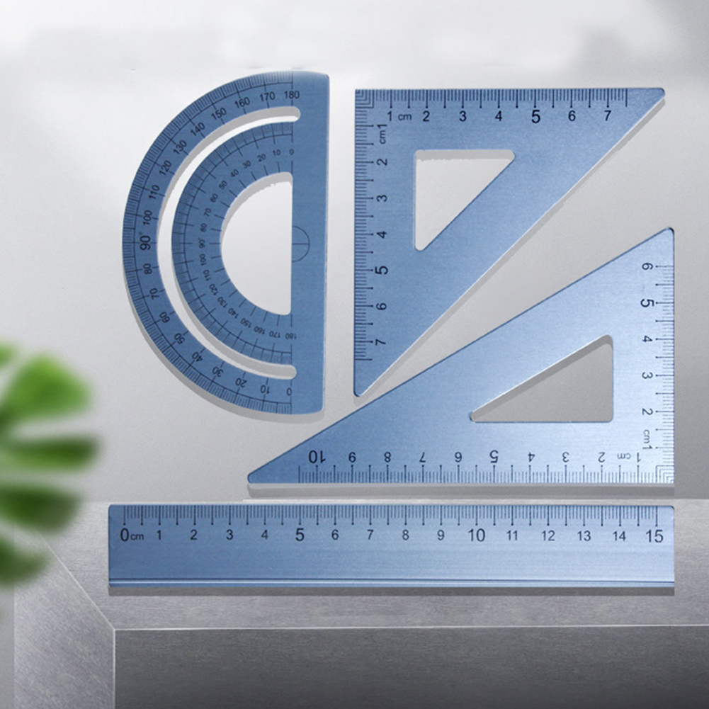 Regle - equerre,4pcs Ensemble de Règle Règle Outils De Mesure Échelle ...