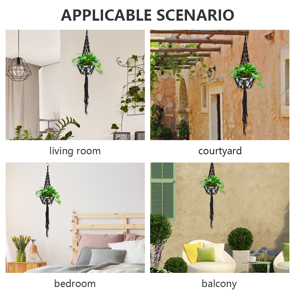 Pot de fleur,Filet de suspension pour plantes en macramé, 2 pièces ...