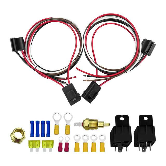 Electric Fan Relay Kit DUAL With Thermostatic Sensor Switch 185 On 175 ...