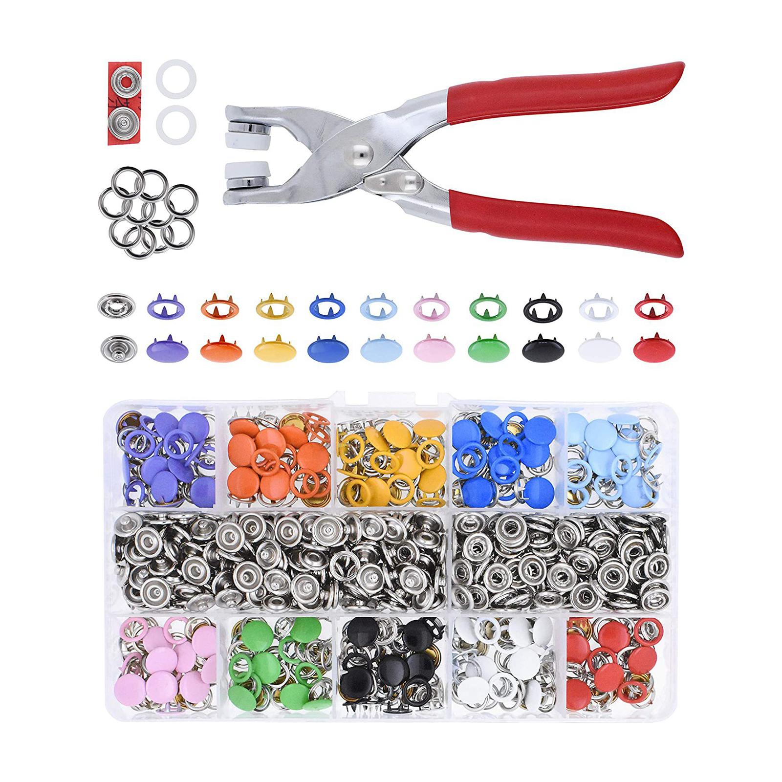 Snap Fasteners Kit 50 Hollow Snaps 50 Solid Snaps Metal Press Studs ...