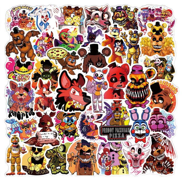 Autocollants du jeu Five Nights Freddy FNAF stickers waterproof Freddy Fazbear pour bagages ordinateur portable telephone DIY graffiti jouets pour enfants