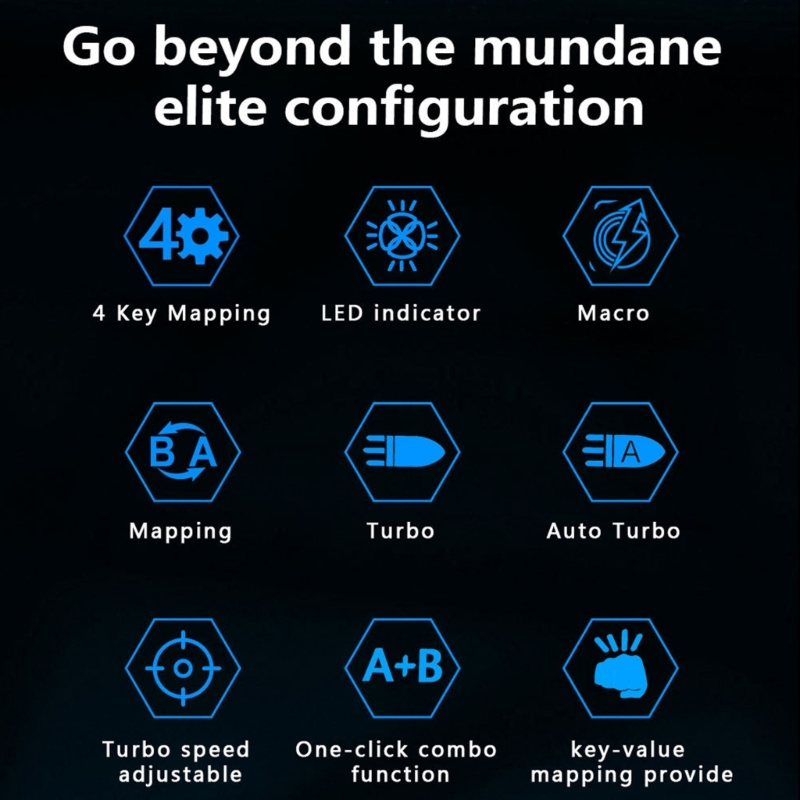 Back for ps5 Controller Programable 4Key Mapping with LED Indicator One-click Combo Function 4 ...