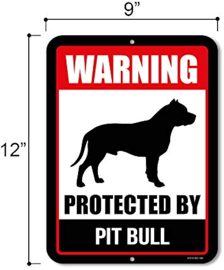 Pitbull Sign Warning Protected By Pit Bull Beware of Dog Warning Metal ...