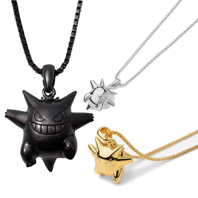 Pokemon Gengar Necklace Pendant Anime Men Hip Hop Copper Necklaces Fashion Cosplay Pendant Jewelry Wedding Party Chain Choker
