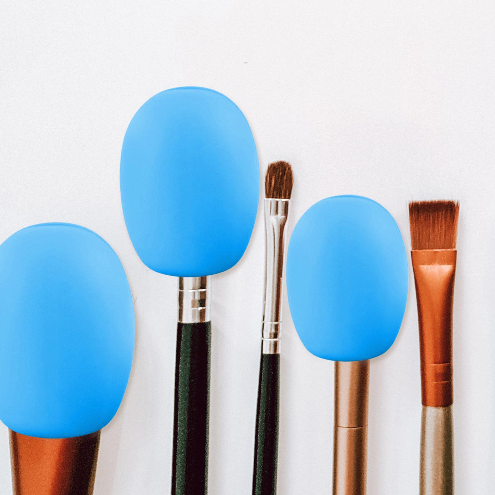 3 Pieces Silicone Makeup Brush Cover Dustproof Easily Install Reusable ...