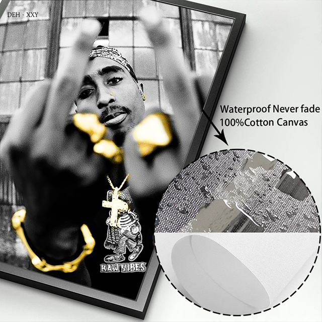 Tupac Tapete Mittelfinger Poster Mit "Westküste Tupac Handzeichen"