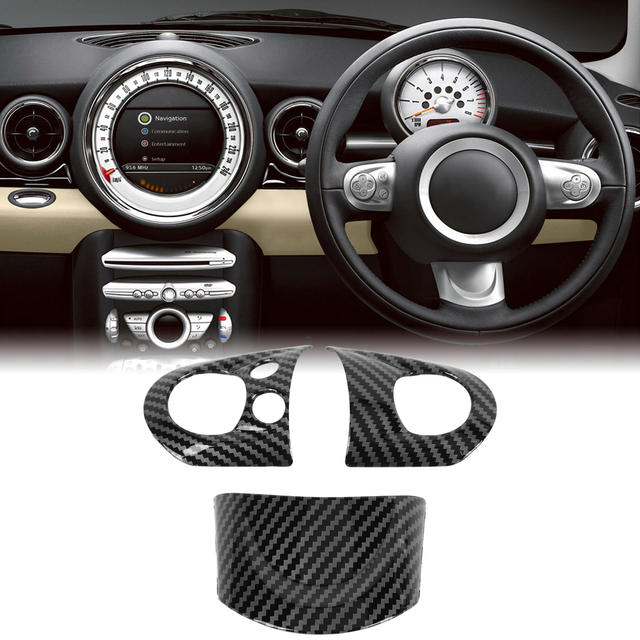 3 teile satz auto lenkrad ring trim carbon faser aufkleber fit fur mini cooper r54 r55 r56 r60 auto innen verkleidung zubehor AliExpress