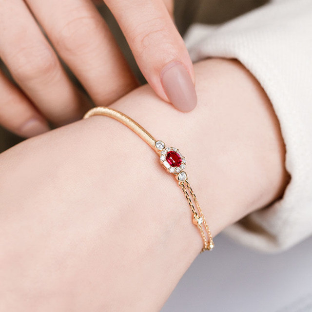 Classic Ruby Half Chain Charm Bracelet Party Wedding Jewelry New In Oval Pendant Irregular Light luxury Bangles for Women AliExpress