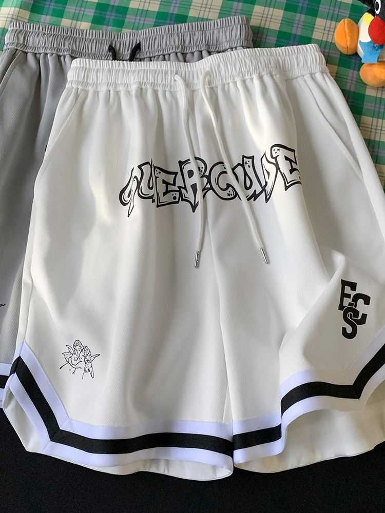 Short de basket homme été ample blanc jambe large sport casual ...