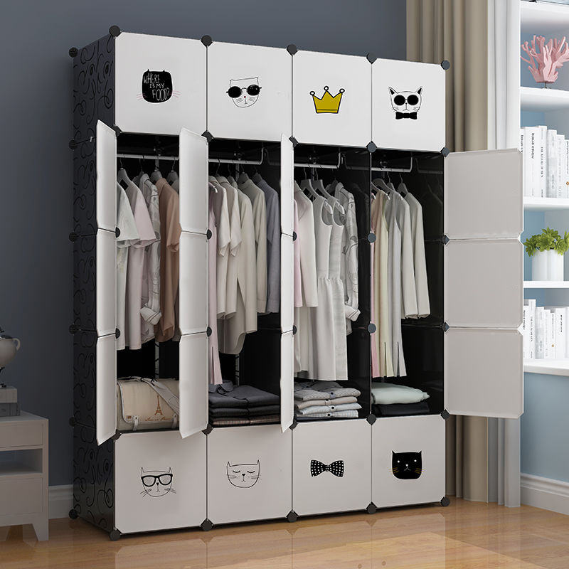 Guarda roupa simples dobrável montagem de plástico dormitório quadro de ...