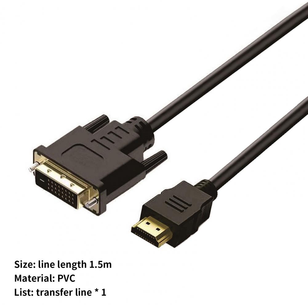 1.5m hdmi compatível para dvi cabo plug and play alta claridade preto hdmi macho compatível para ...