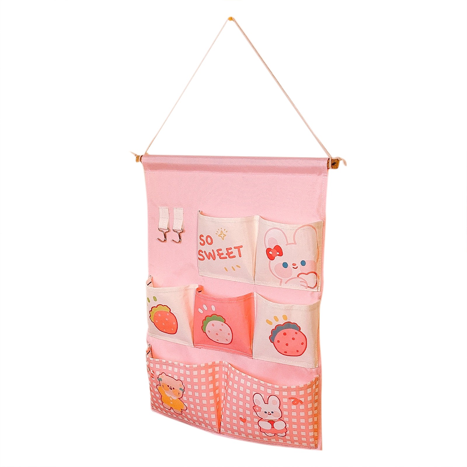 Accroche-sac,Sac de rangement mural en tissu lin et coton, 7 poches ...