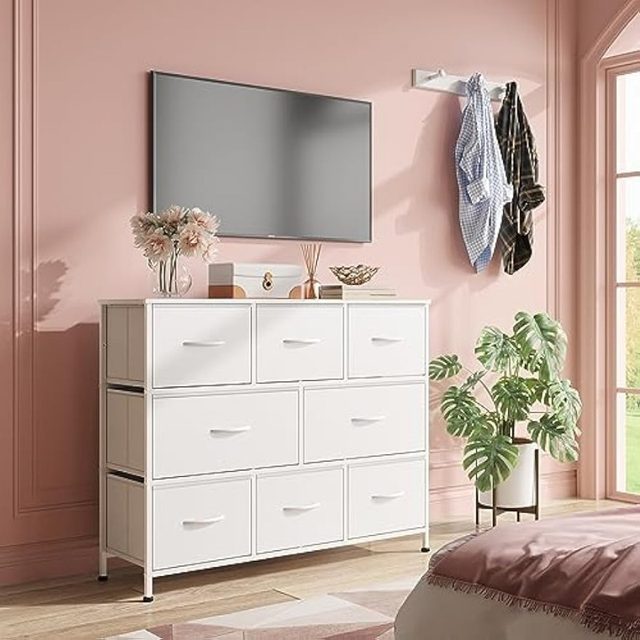 WLIVE Fabric Dresser for Bedroom Storage Drawer Unit Bedroom TV Stand 32 40 43 inch TV Wide with 8 Large AliExpress