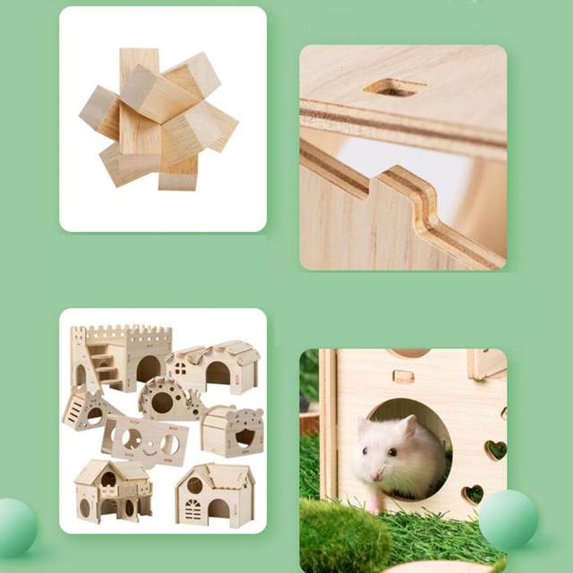 Hamster Cage Accessories Hamster Castle Hideout - Wooden 2-Story ...