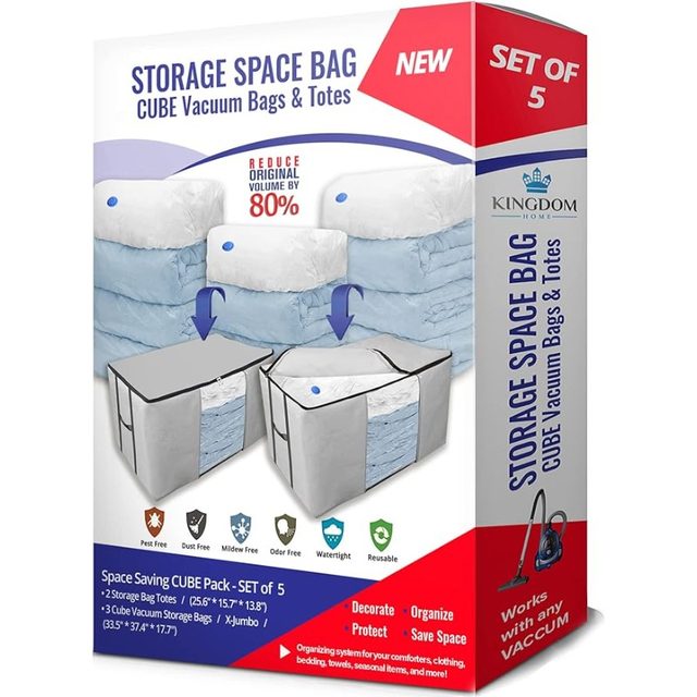 Cube vacuum storage bags store