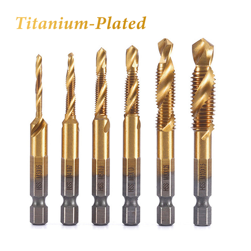 FILIERE - BUSE DE FILAGE - TARAUD,Titanium M6--Foret à tige hexagonale HSS, filetage plaqué ...