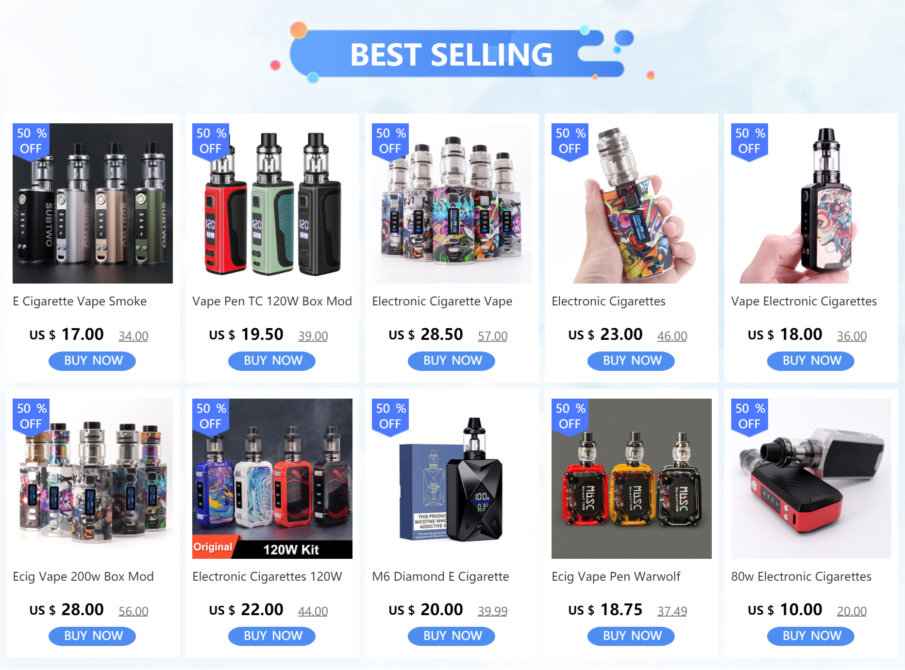 Electronic Vape 120W Box Mod Kits Built-in 2200mah Battery Adjustable ...