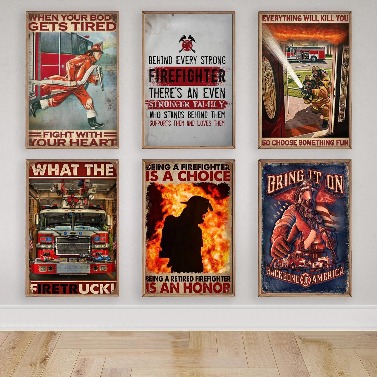 Firefighter fire fighting hero Poster Prints Wall Art - Top Buy American