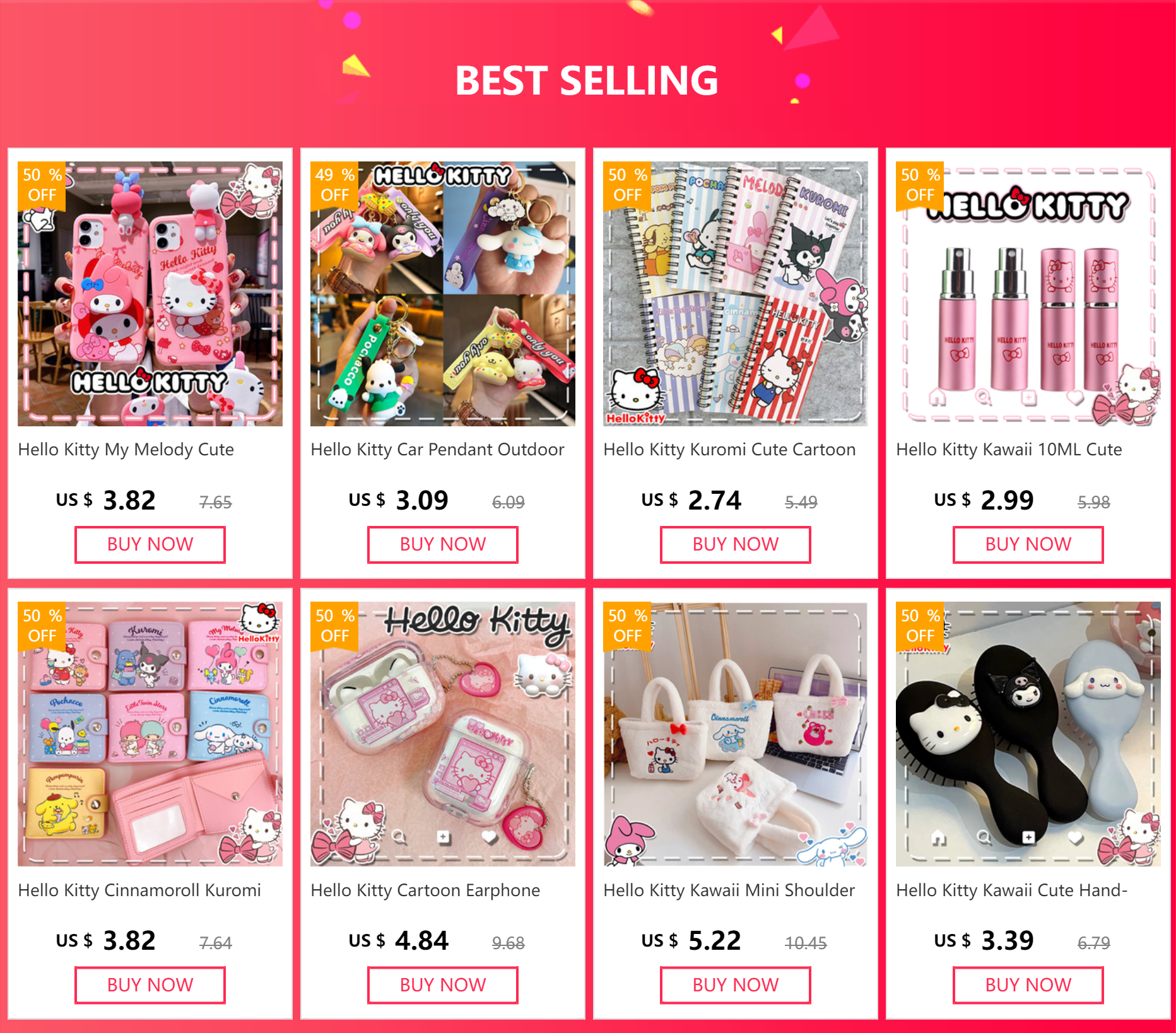 Generic Hello Kitty Kawaii Cute Hand-held Makeup Mini Portable Massage ...