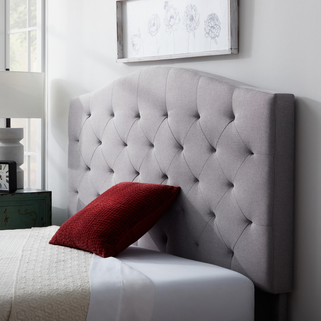 Rest Haven Hillboro Curved Edge Upholstered Headboard Queen Gray AliExpress