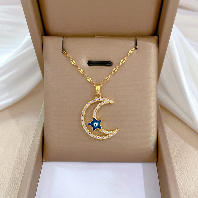 Spiritual Possession stainless Steel Crescent Moon Star Necklace Spiritual Islamic Pendant