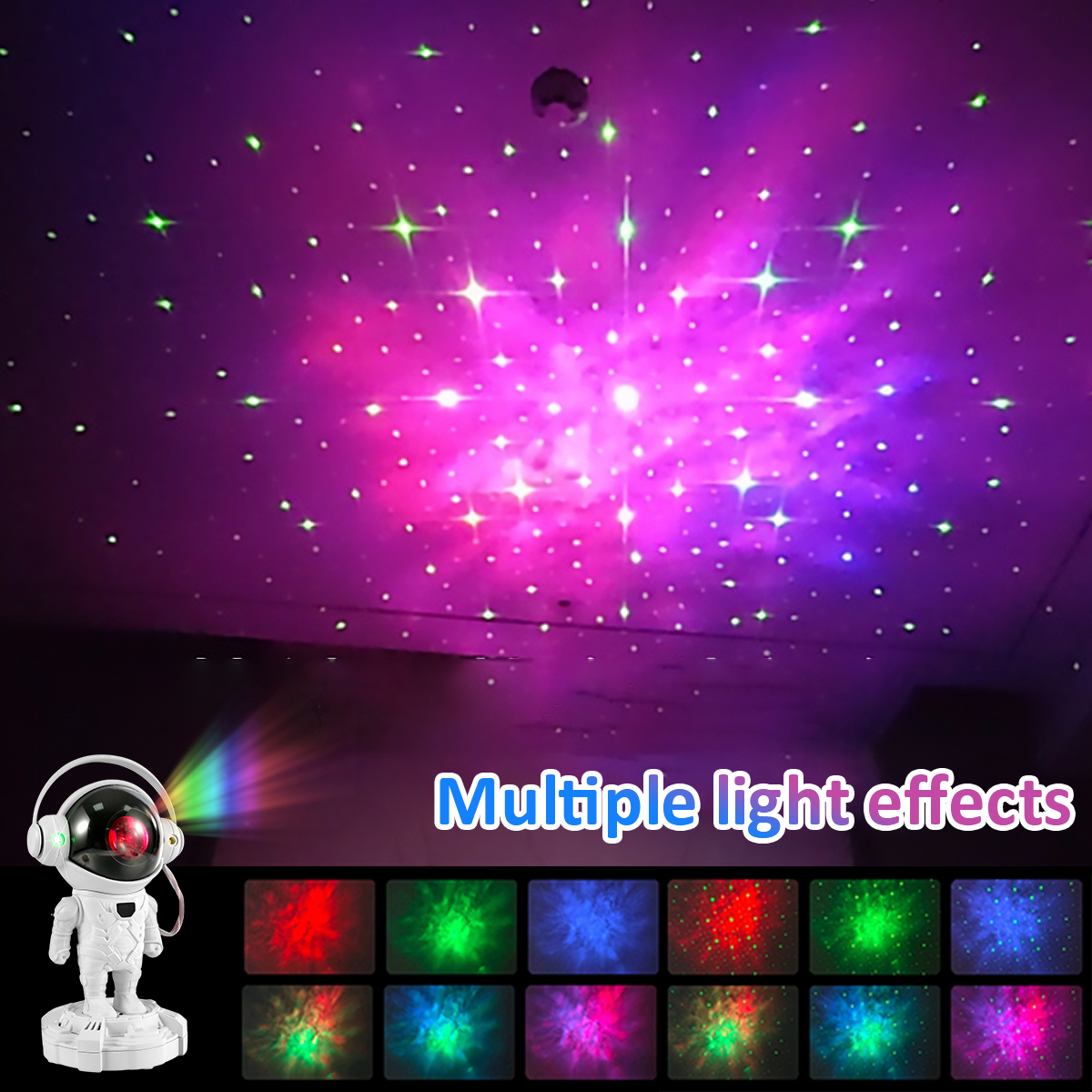 Proiector pentru copii, WALALLA, Astronaut, LED, Bluetooth, Telecomanda ...