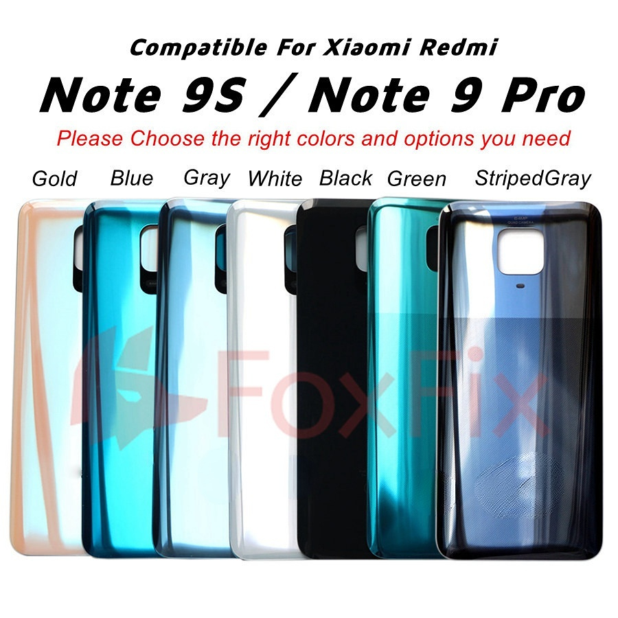 Bleu - verre arrière pour Xiaomi Redmi Note 9 Pro Note 9S, couvercle de ...