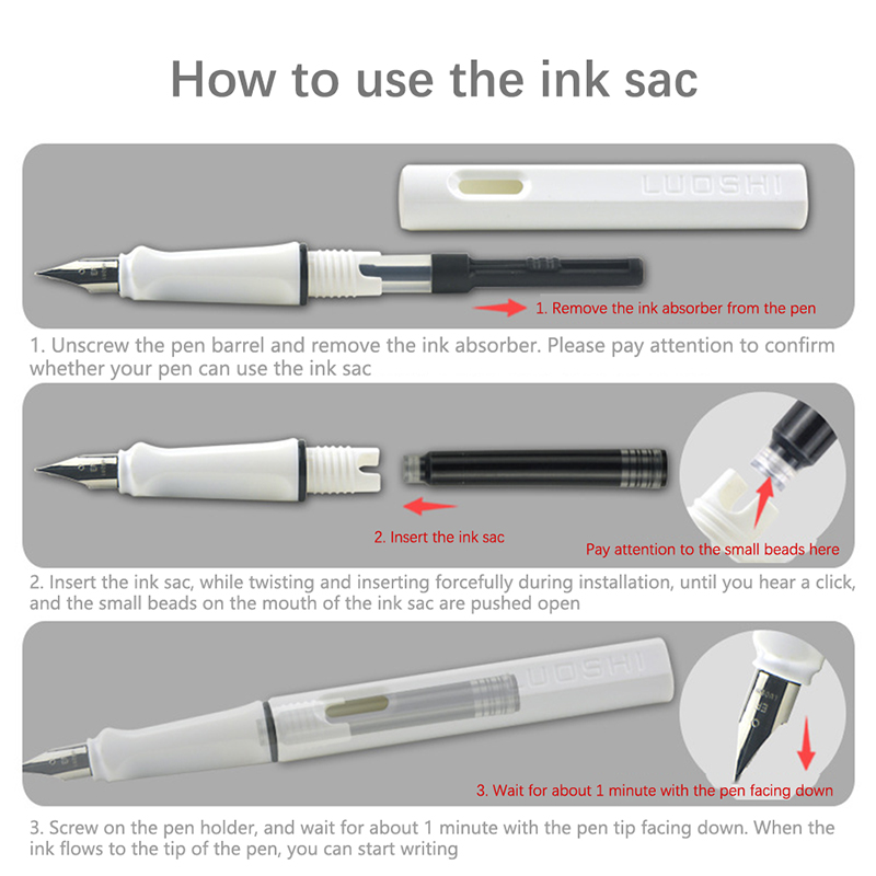 A7-Cartouche d'encre aste pour stylo plume, ensemble d'encre noir ...