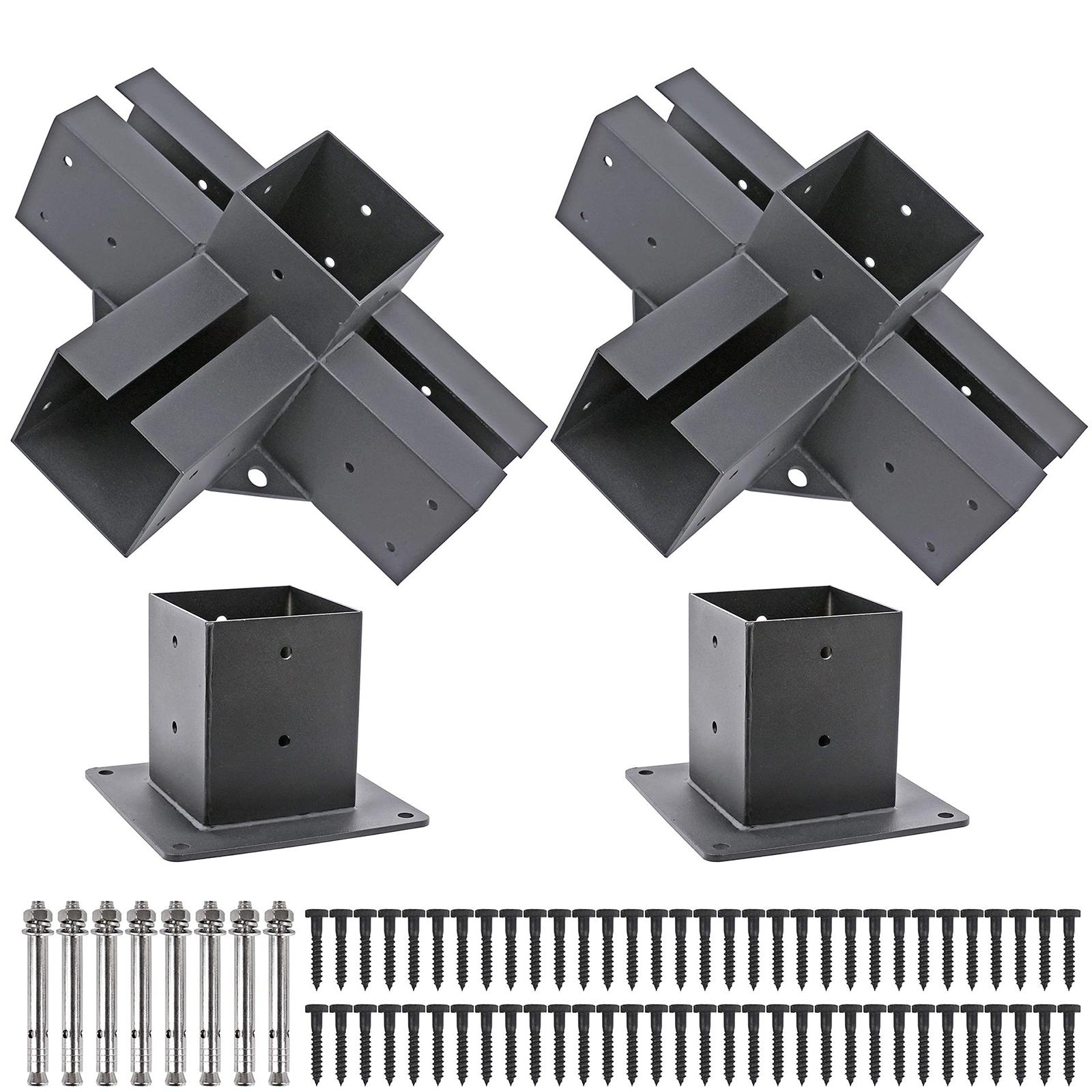 2Pack Steel 4 Ways Right Angle Corner Bracket with Screws for 4×4 ...