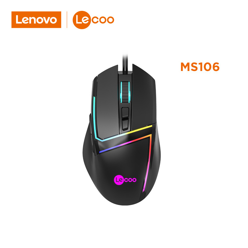 Lenovo MS106 RGB Mouse Gamer Seven Color Breathing Lamp Mechanical Gaming Wired Mini Mouses ...