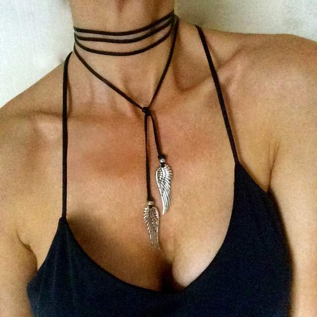 Leather wrap choker store