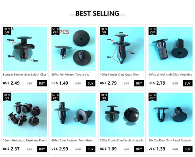 Fastener Retainer Rivets Blue Orange 100-Piece Toyota Fender Flare ...